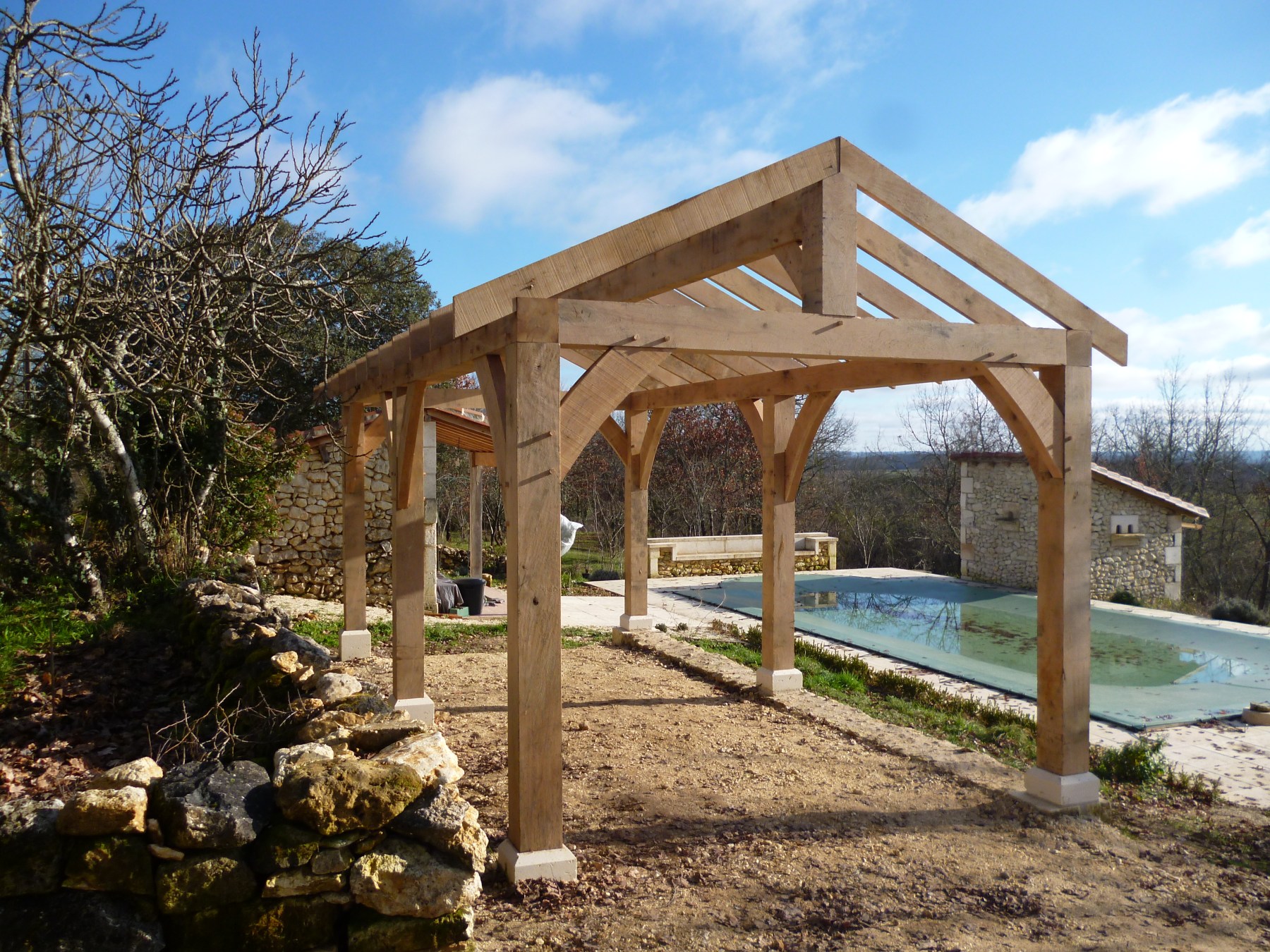 Oak veranda and car port | Oak Timber Framing & Carpentry in France